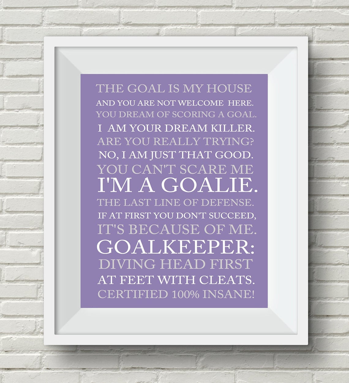 Inspirational Soccer Art Goalie Goal Keeper Soccer Quote - Etsy