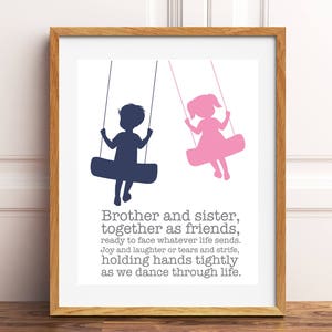 Brother and Sister Wall Art, Big Brother, Siblings Art, Personalized ...