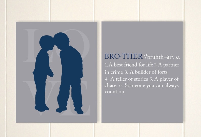 Brothers Wall Art Brothers Definition Shared Boys Room Wall - Etsy