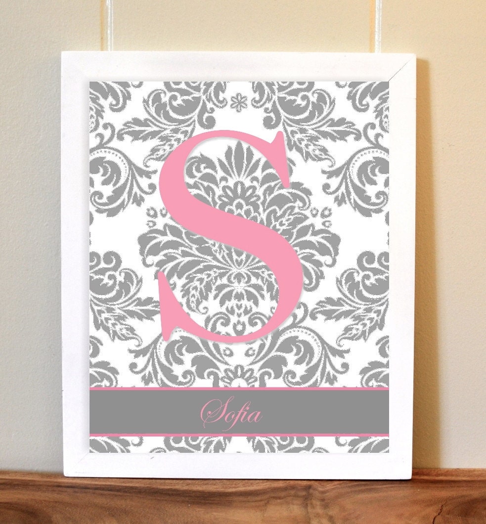 Girls Wall Art Monogram Art Girls Custom Gift Baby Girl - Etsy