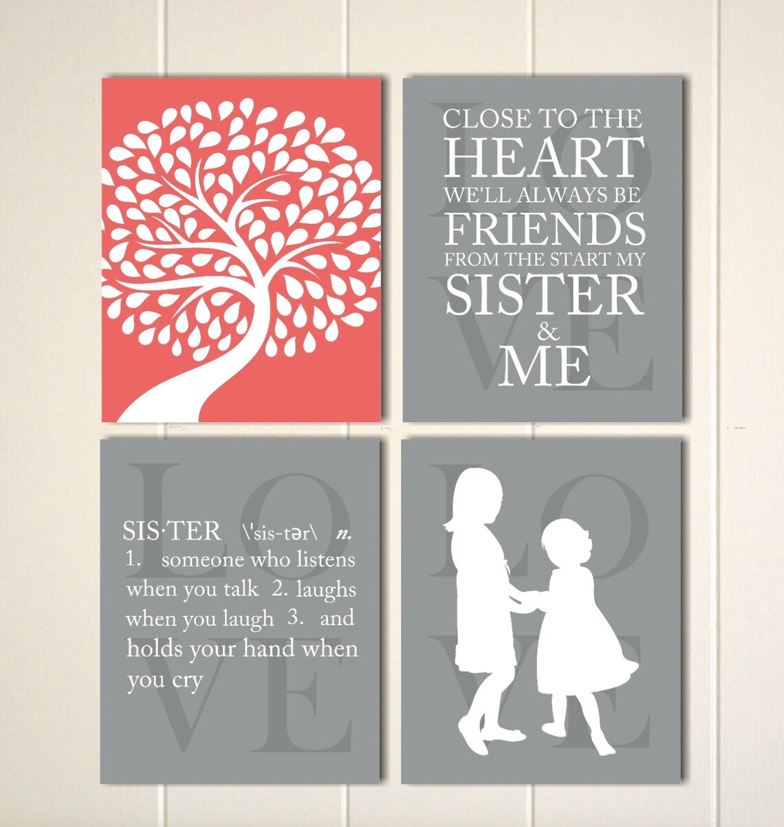 Sisters Wall Art Siblings Art Girls Wall Art Shared Bedroom | Etsy