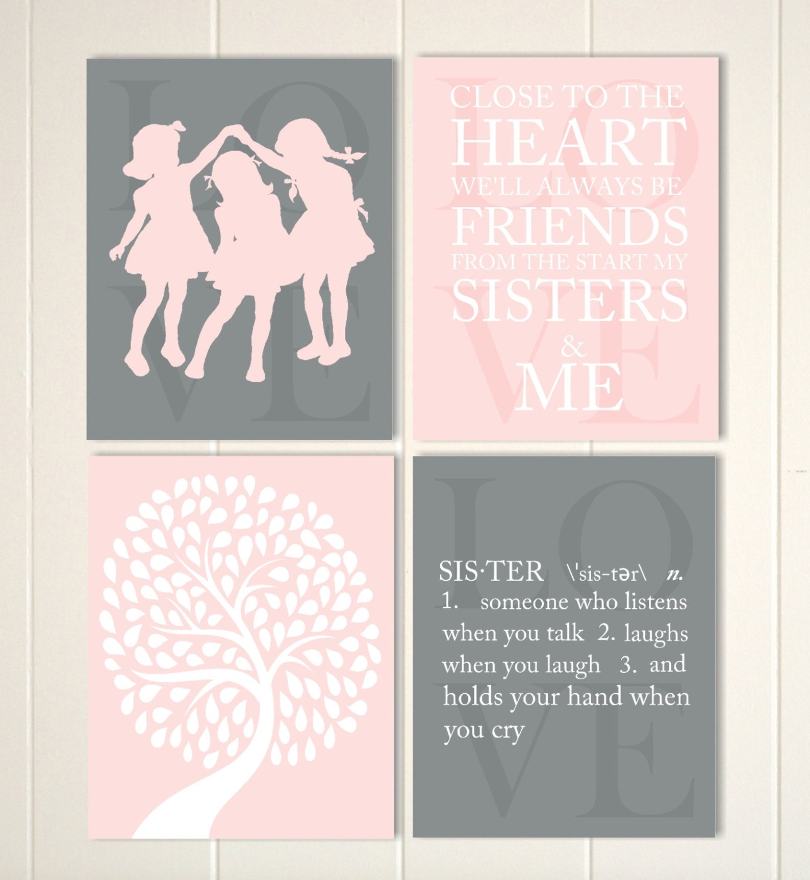 Three Sisters Wall Art Siblings Art Girls Wall Art Friends - Etsy