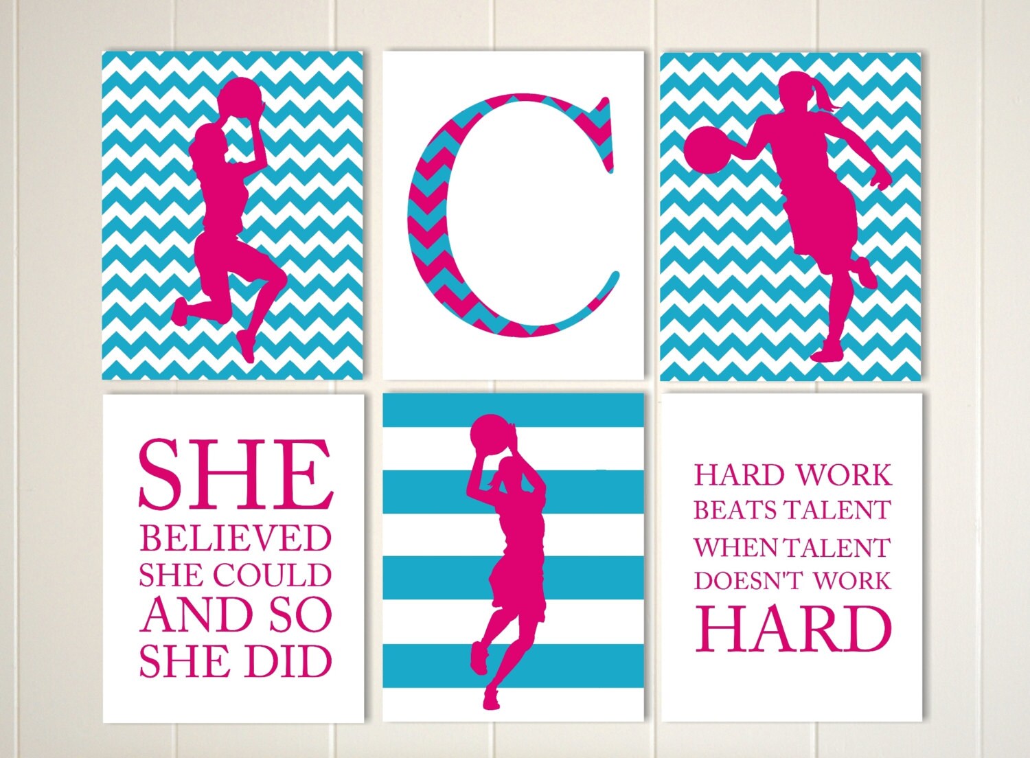 Girls monogram art girls room wall art basketball wall art | Etsy