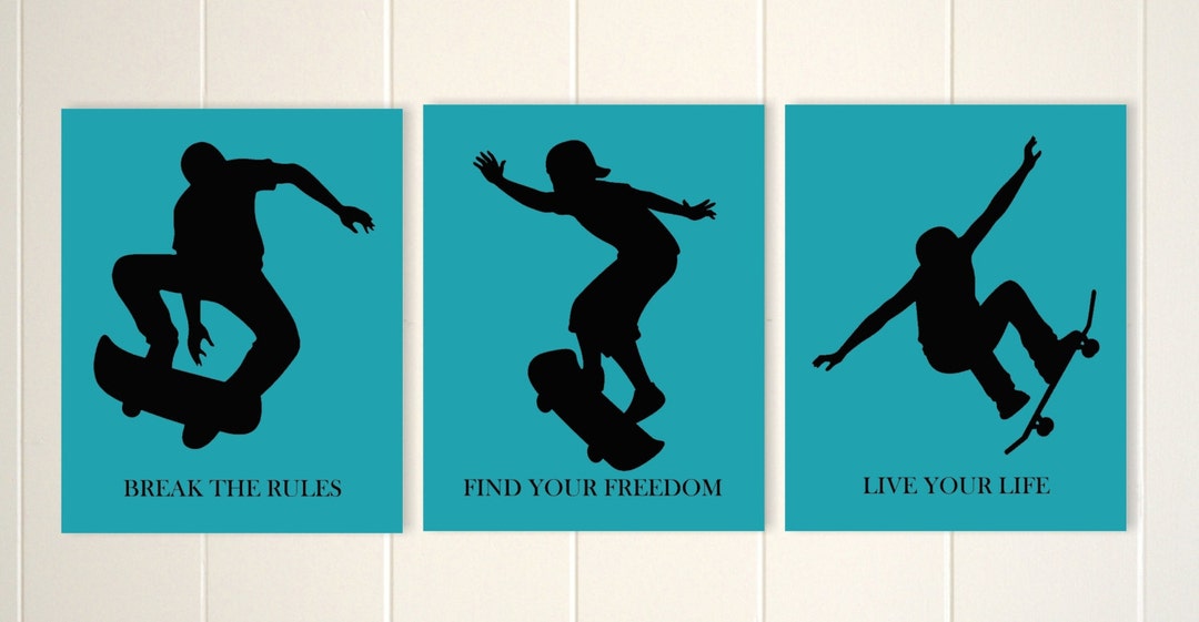 Skateboard Art, Skateboard Room Decor, Skateboarding, Boys Art, Sports ...