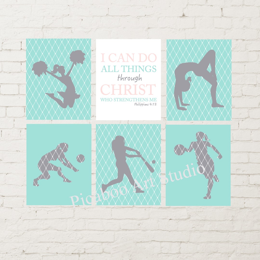 Mint Green Wall Art, Mint and Grey Girls Room Decor, Cheer Leader ...