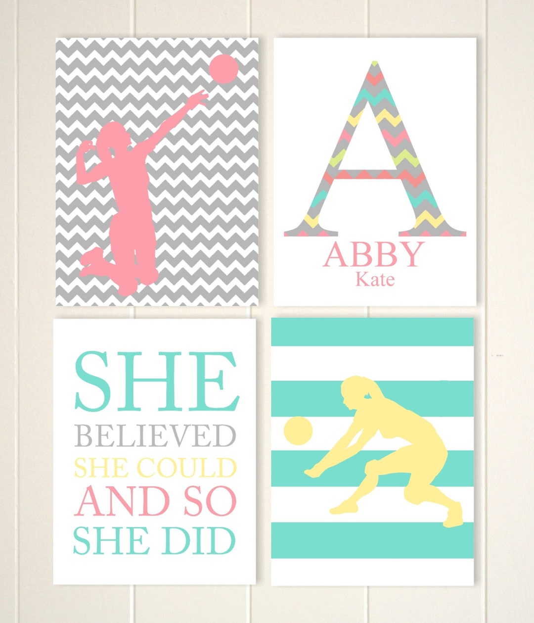 Volleyball, Volleyball Girls Art, Girls Sports Art, Teen Girl Gift ...