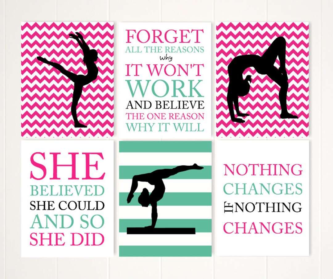 Girls Inspirational Quotes, Sports Wall Art, Gymnastics Art, Tumbling ...