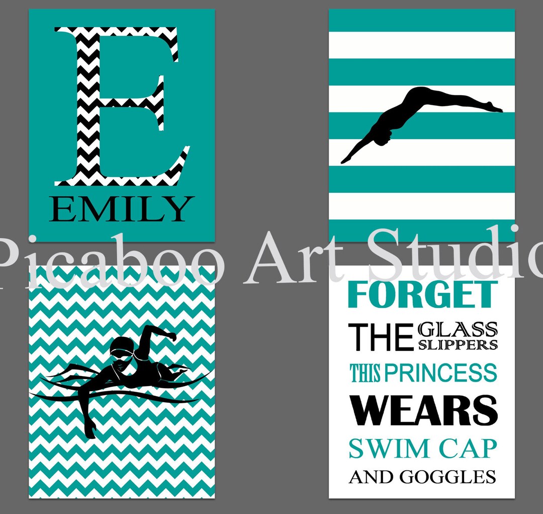 Female Swimmer Art Print, Swimming, Girl Swimmer, Monogram, Swimming ...
