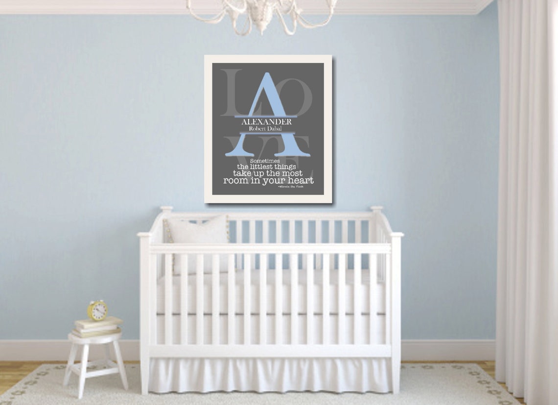 Nursery Monogram Art Baby Boy Nursery Nursery Letters Blue - Etsy