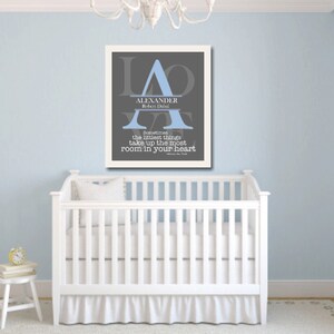 Nursery Monogram Art, Baby Boy Nursery, Nursery Letters, Blue Grey ...