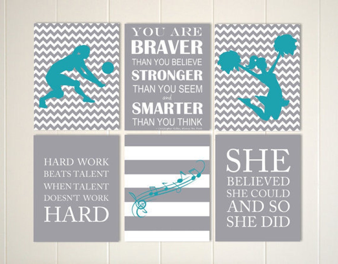Volleyball, Cheerleader Wall Art, Music Notes, Gift for Girl, Girls ...