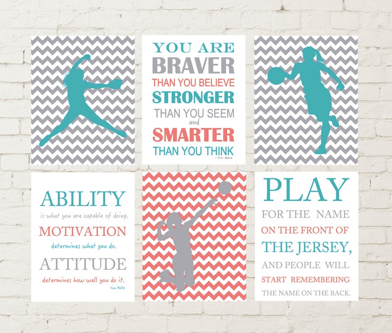 Female volleyball poster teen girl gift basketball poster | Etsy