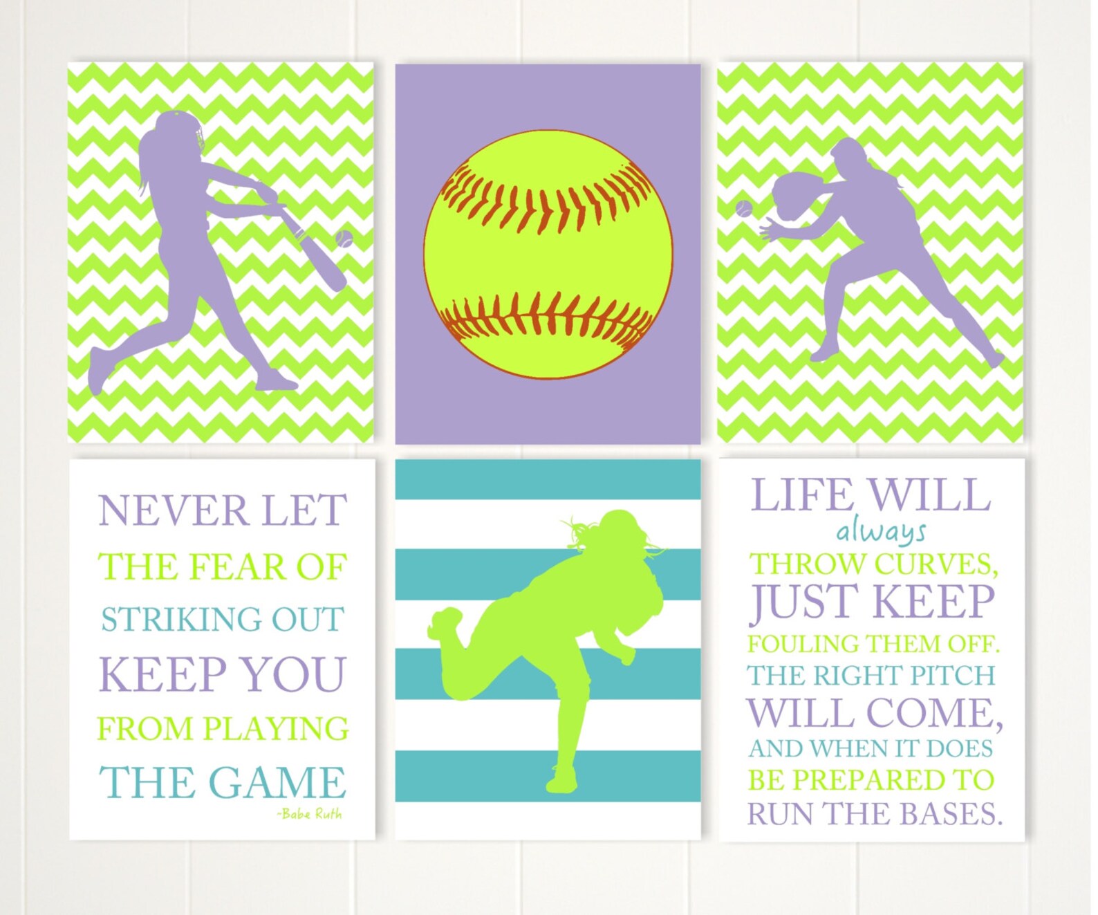 Softball Wall Art Softball Room Decor Gift for Teen Girl - Etsy