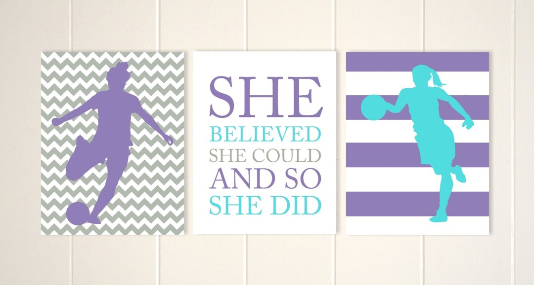 Sports Posters, Soccer Girl, Basketball Girl, Tween Girl Art, Gift for ...