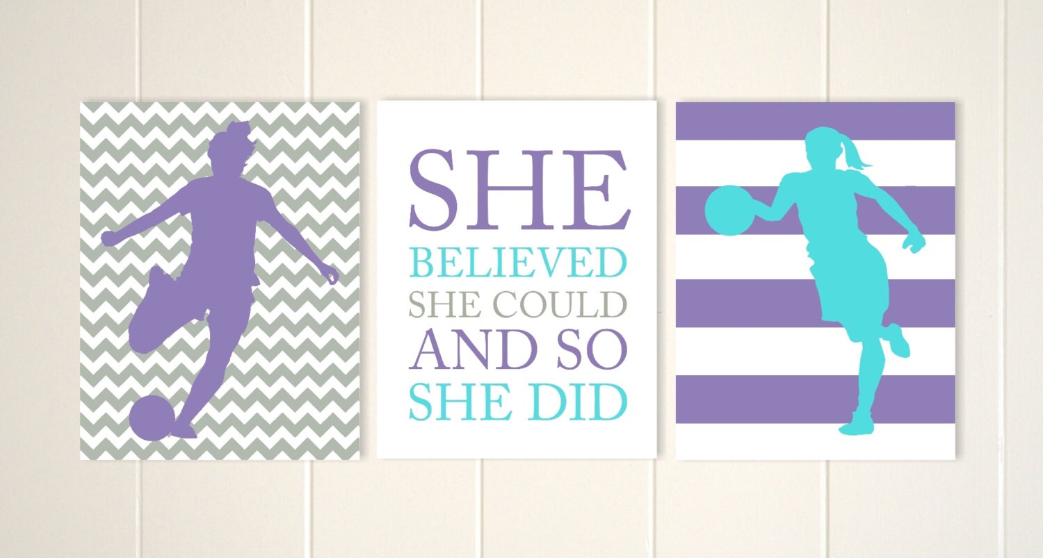 Sports Posters Soccer Girl Basketball Girl Tween Girl Art - Etsy