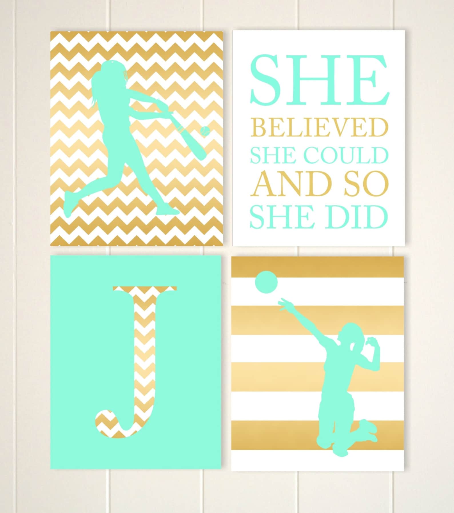 Inspirational softball art sports theme room decor softball | Etsy