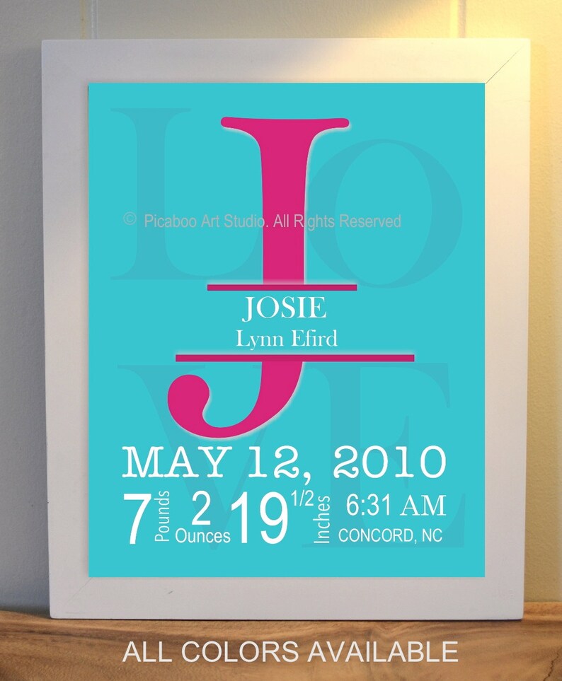 Monogram nursery art baby boy nursery monogram birth | Etsy