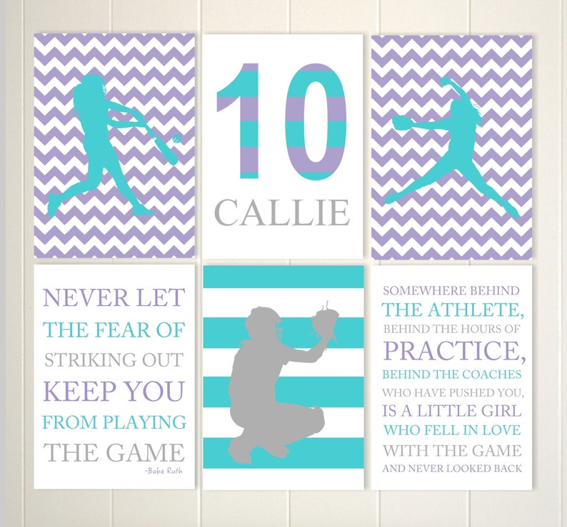 Gift idea for pre teen girl girls wall art softball pitcher | Etsy