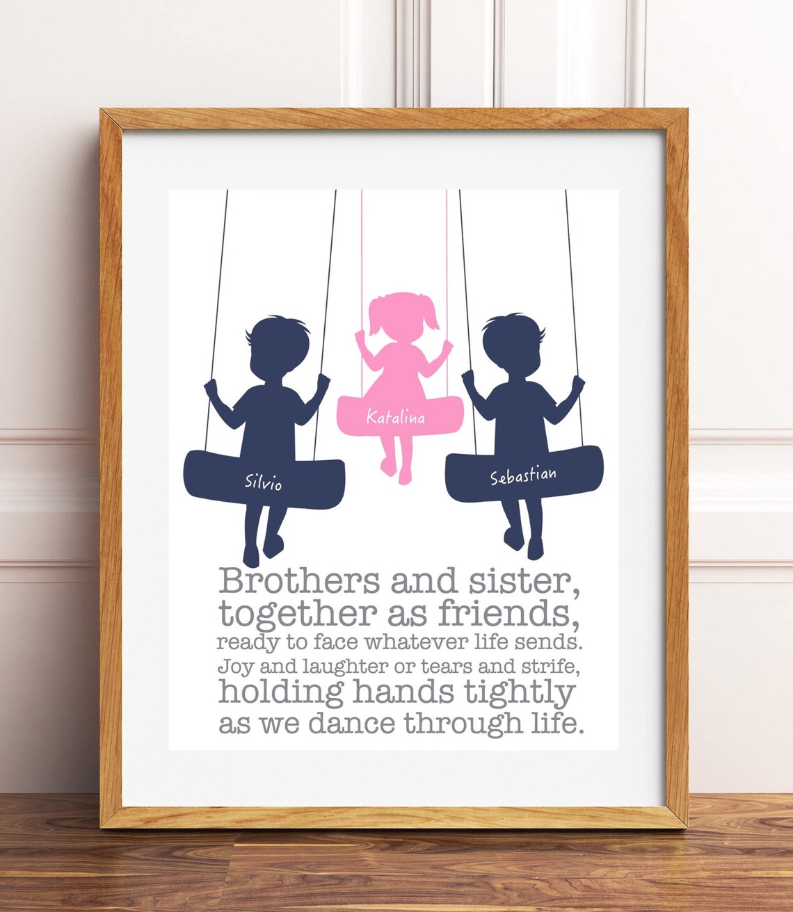 Siblings Wall Art Brothers and Sisters Multiple Siblings | Etsy