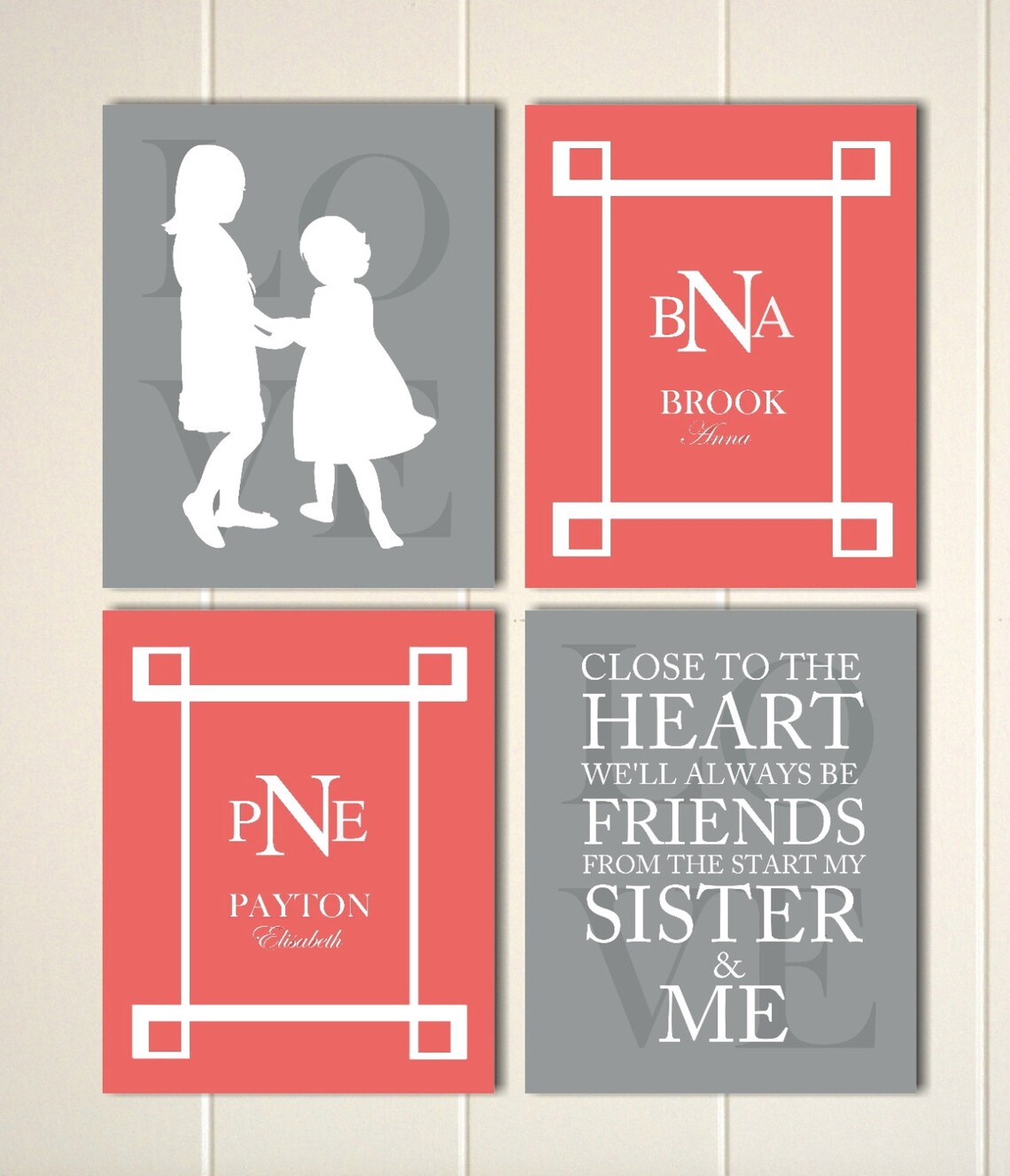 Sisters wall art siblings art girls art children wall art | Etsy