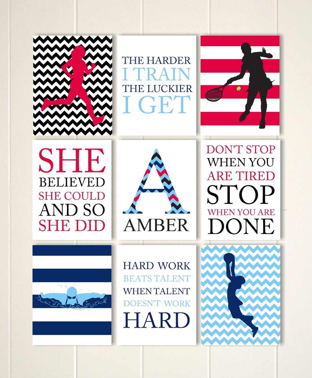 Teen Girl Inspirational Art, Runner Wall Art, Tennis Girl Art, Swimming ...