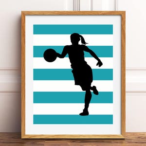 Girls Wall Art, Basketball Art, Sports Art, Girl's Room Art, Basketball ...