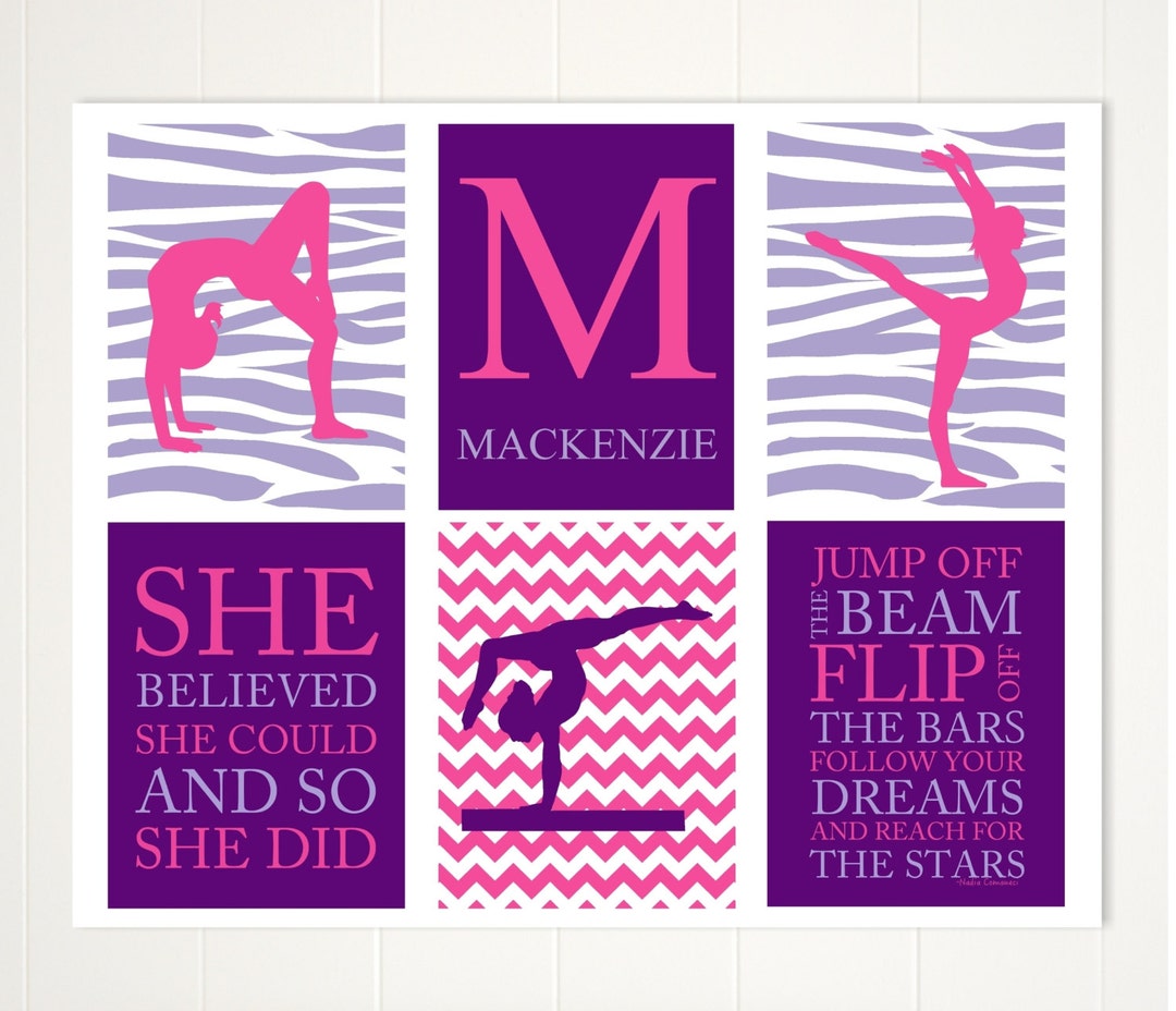 Collage, Gymnastics Wall Art, Little Gymnast Room Decor, Inspirational ...