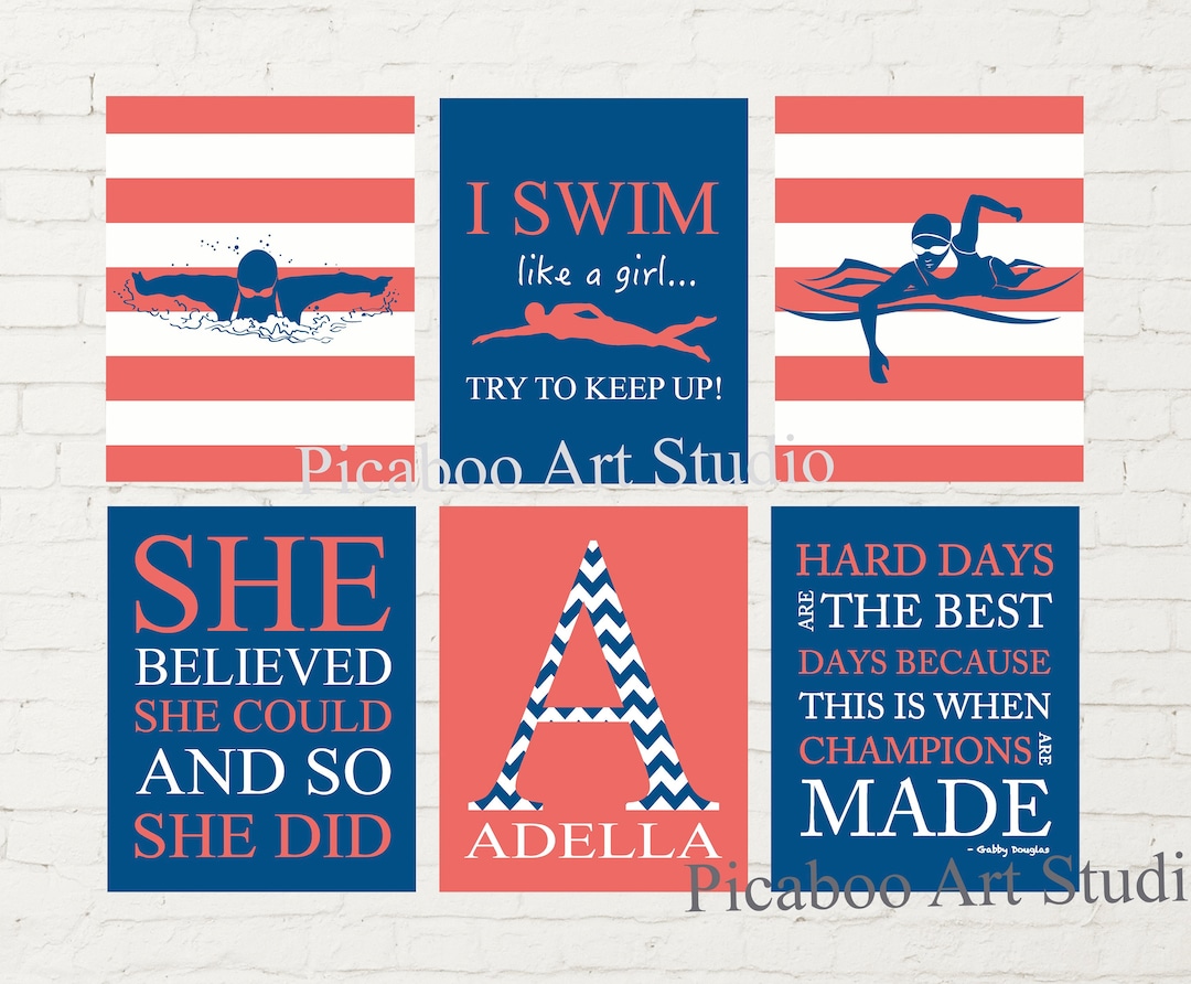 Swim Team Art, Swim Art, Swim-inspired Gifts, Wall Decor for Teen Girls ...
