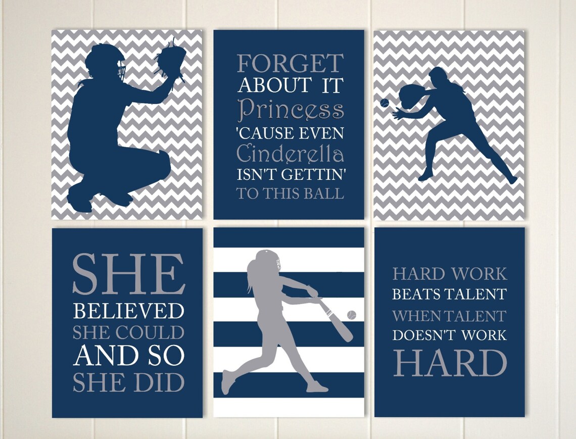Softball Girls Room Softball Wall Art Girls Sports Art - Etsy