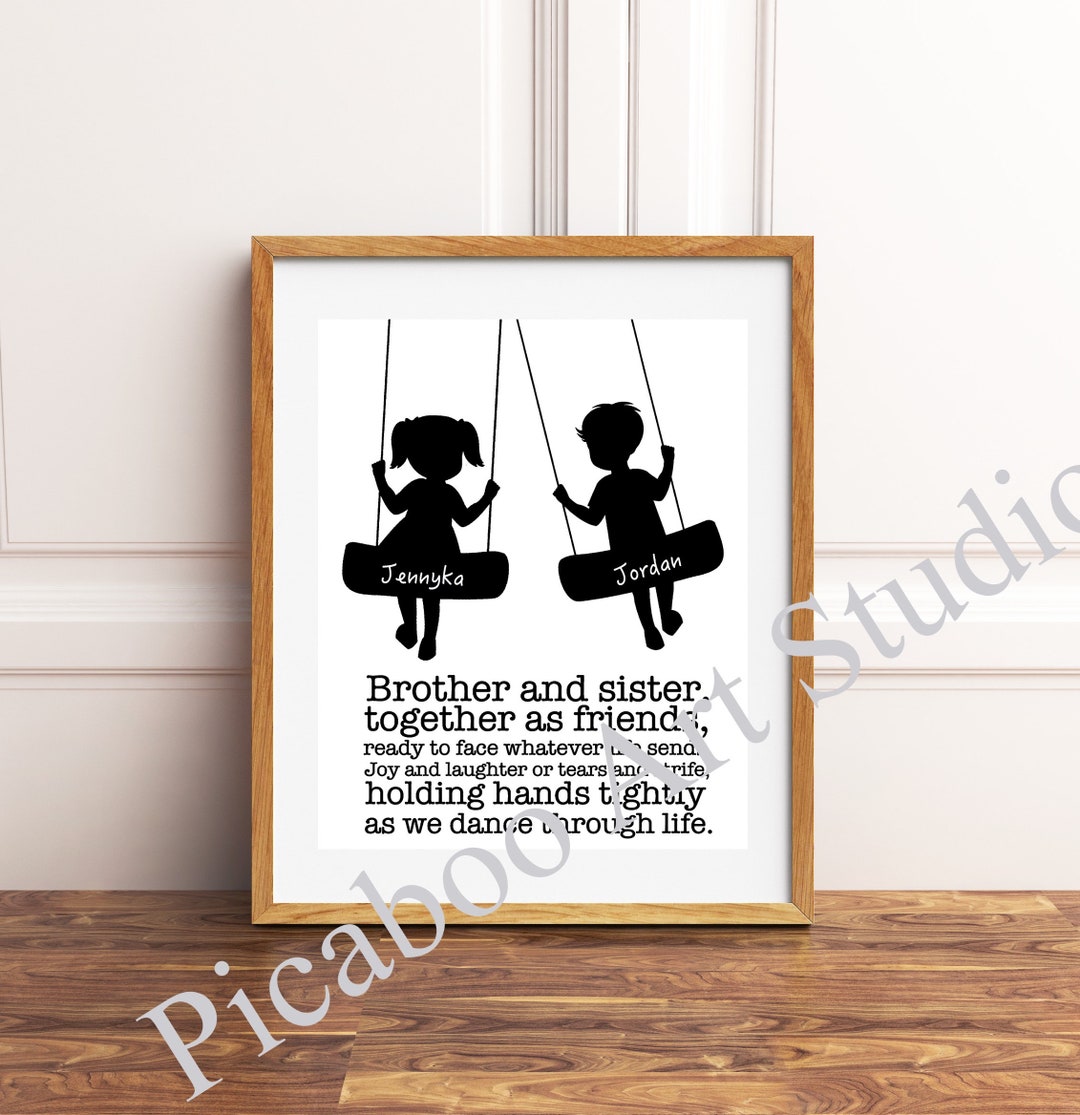 Sister and Brother Art, Inspirational Art for Siblings, Siblings Shared ...