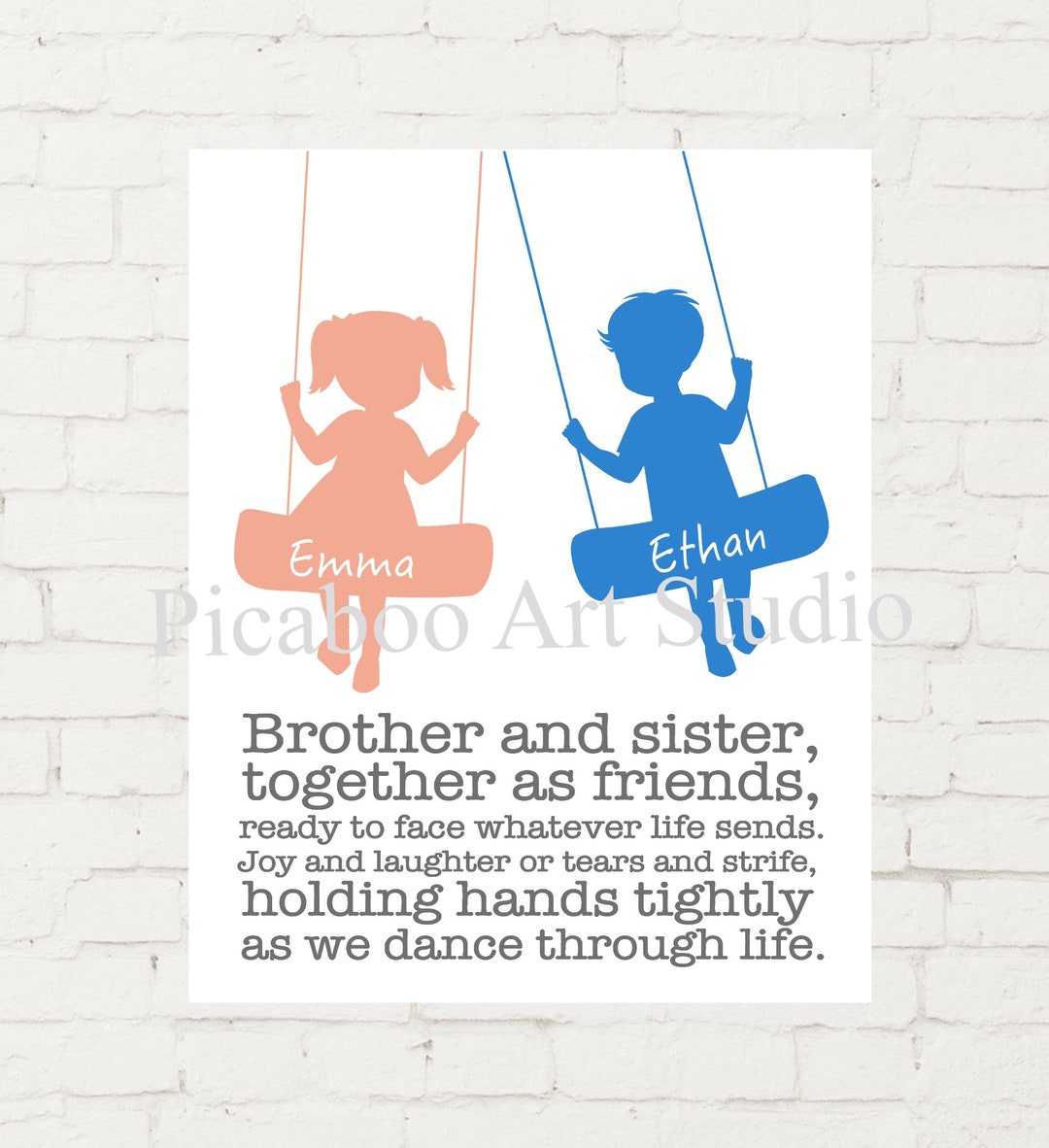 Sister Brother, Siblings Art, Shared Spaces Wall Art, Playroom Art ...