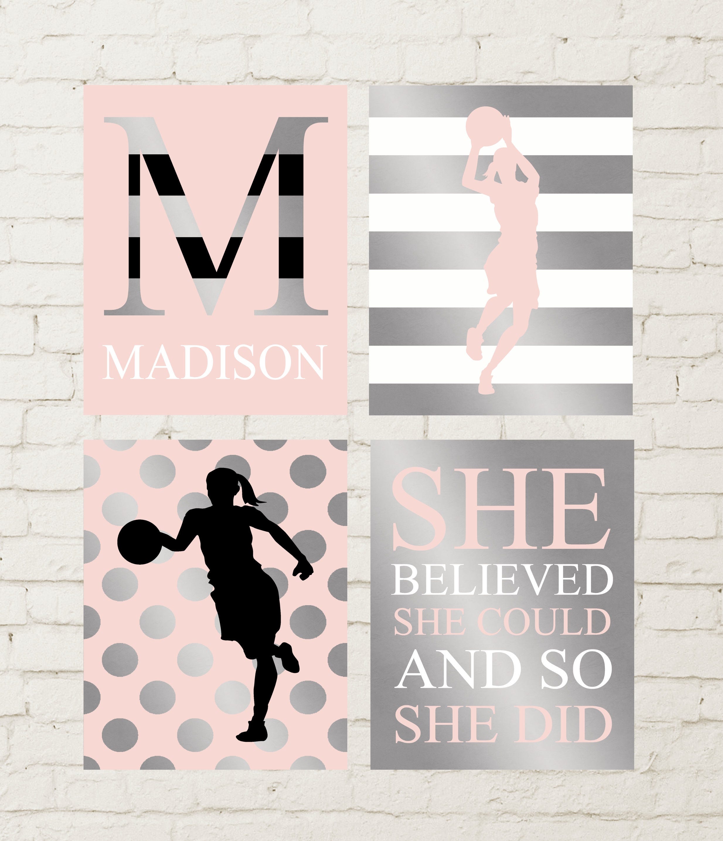 Basketball Theme Room Decor Girls Wall Art Teen Art | Etsy