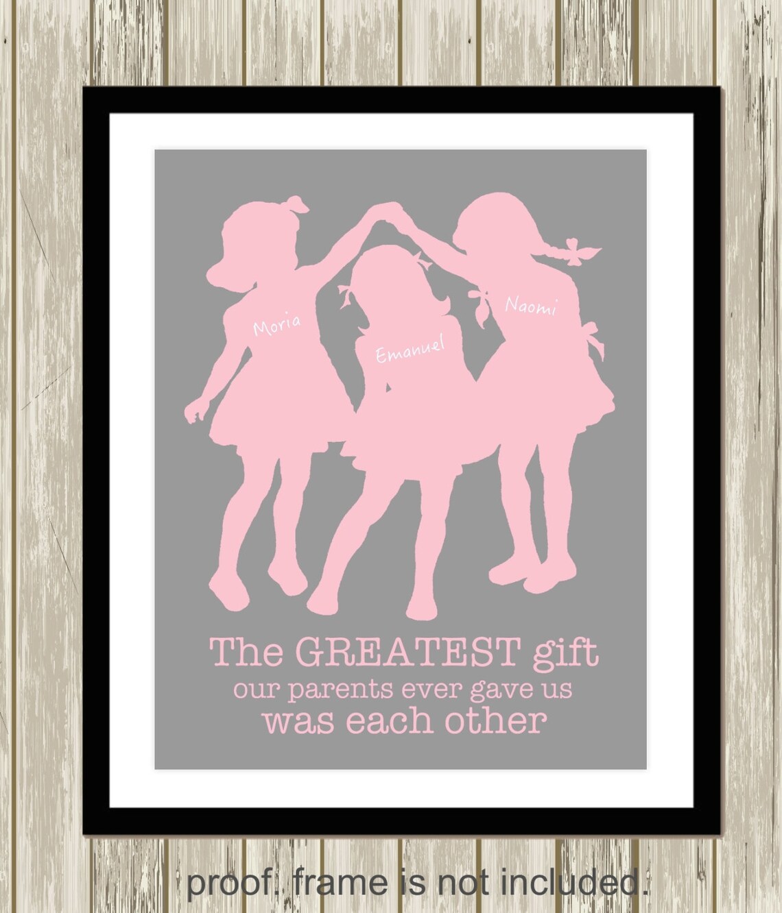 Three Sisters Wall Art Love Peace Sign Sisters Shared Room - Etsy