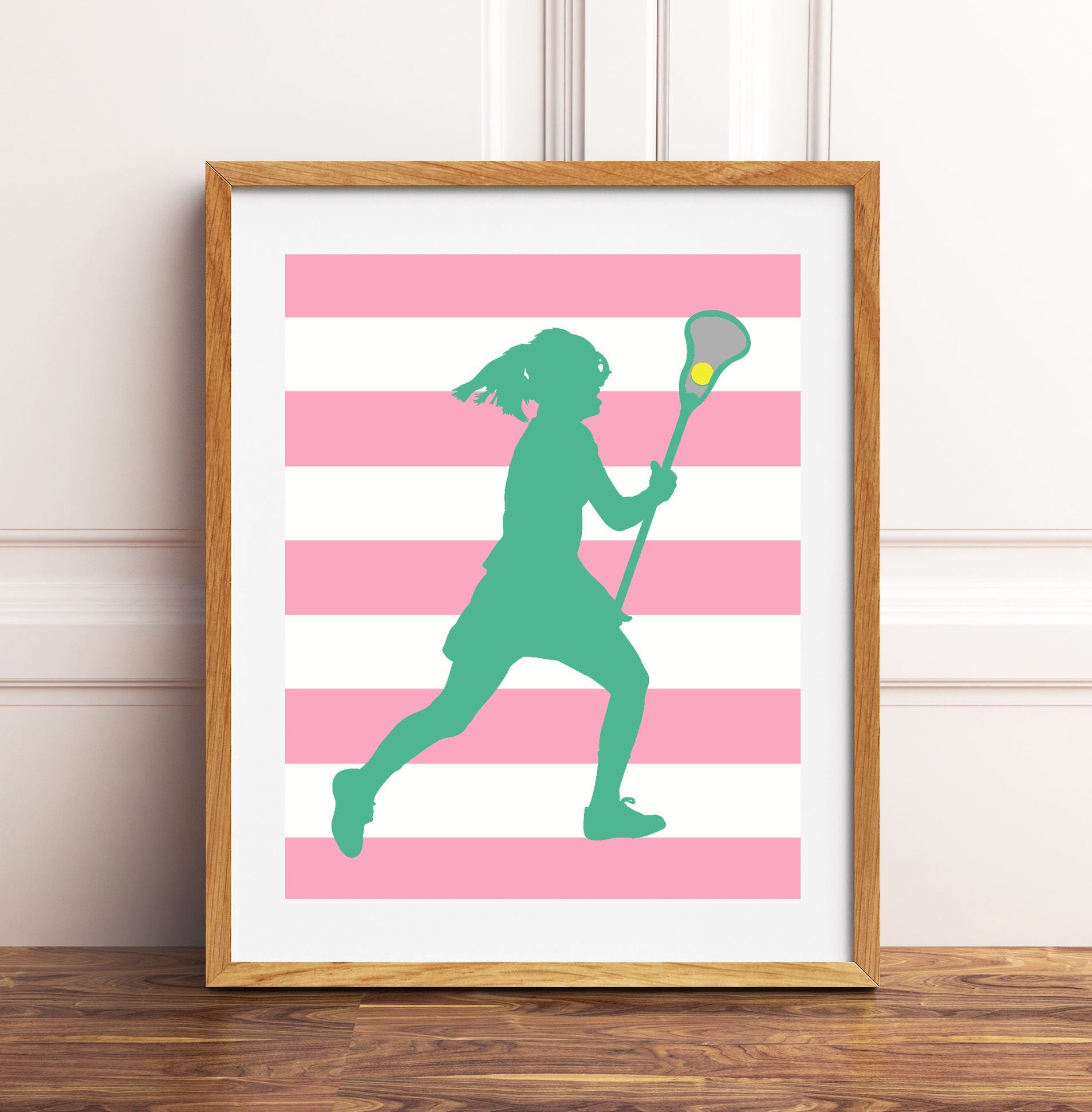 Girl's Wall Art Lacrosse Art Girls Lacrosse Sports Art | Etsy