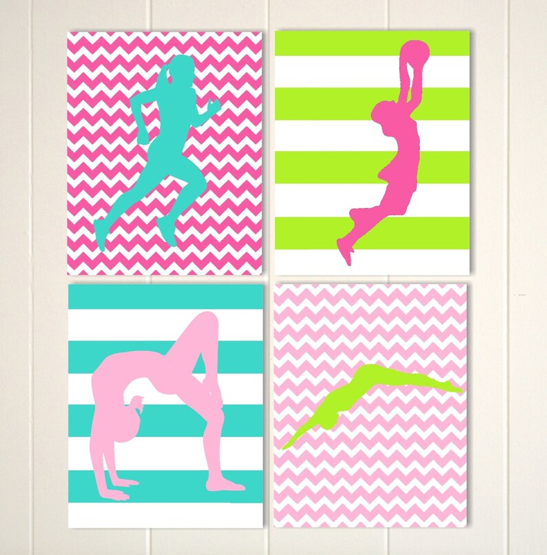 Girls Wall Art Girls Room Decor Netball Gymnastics Girls - Etsy