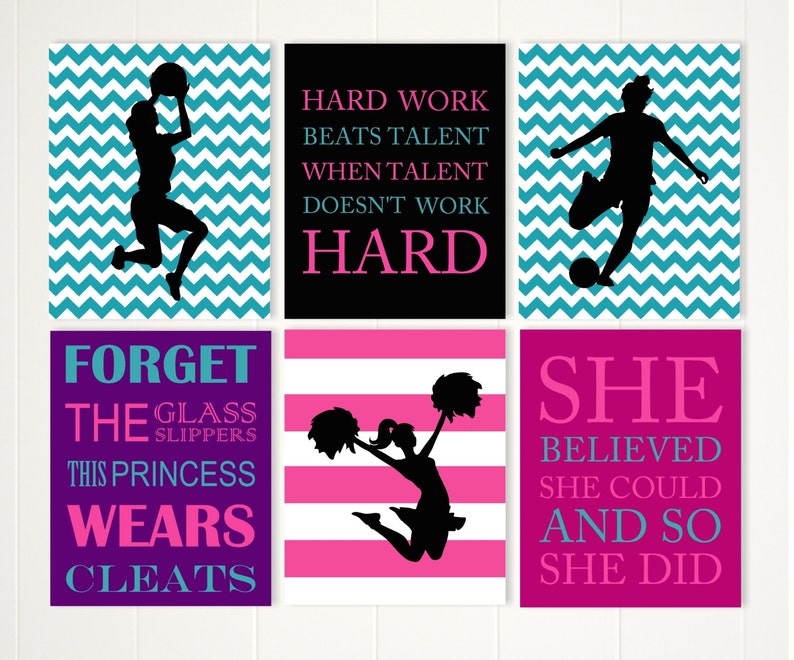 Girls wall art soccer girl basketball girl cheerleader wall | Etsy