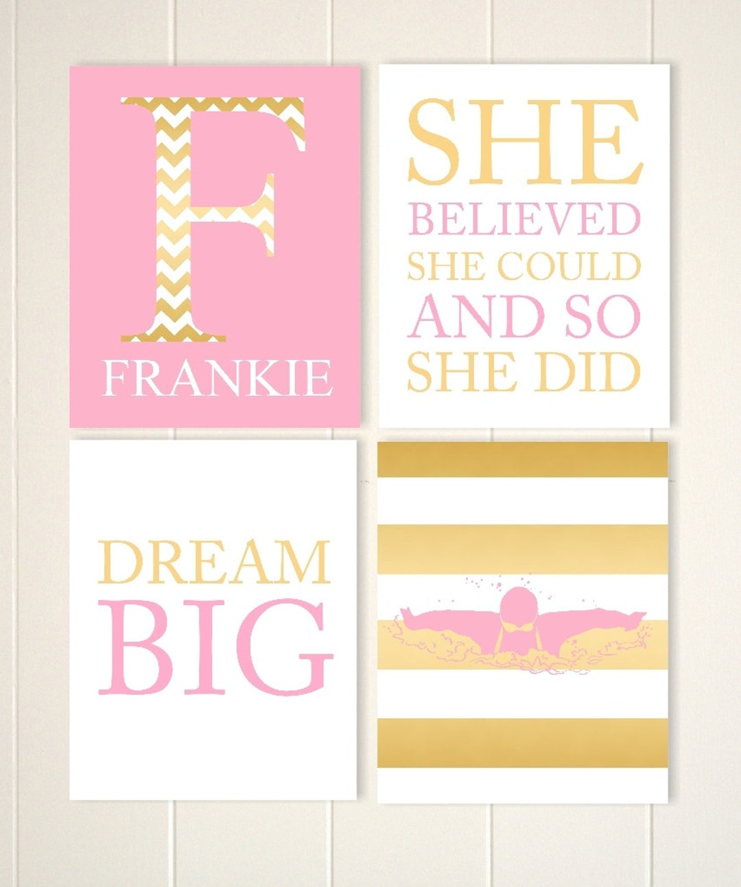 Motivational Art for Girls, Monogram, Girls Wall Art, Breaststroke ...