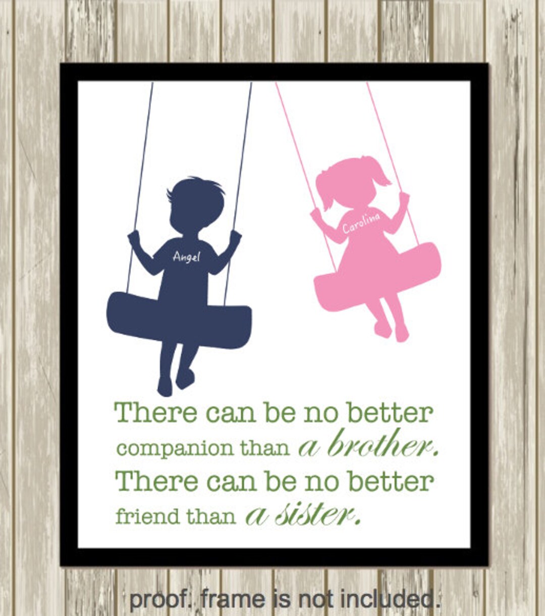 Brother Sister Wall Art, Siblings Art, Playroom Art, Personalized Kids ...