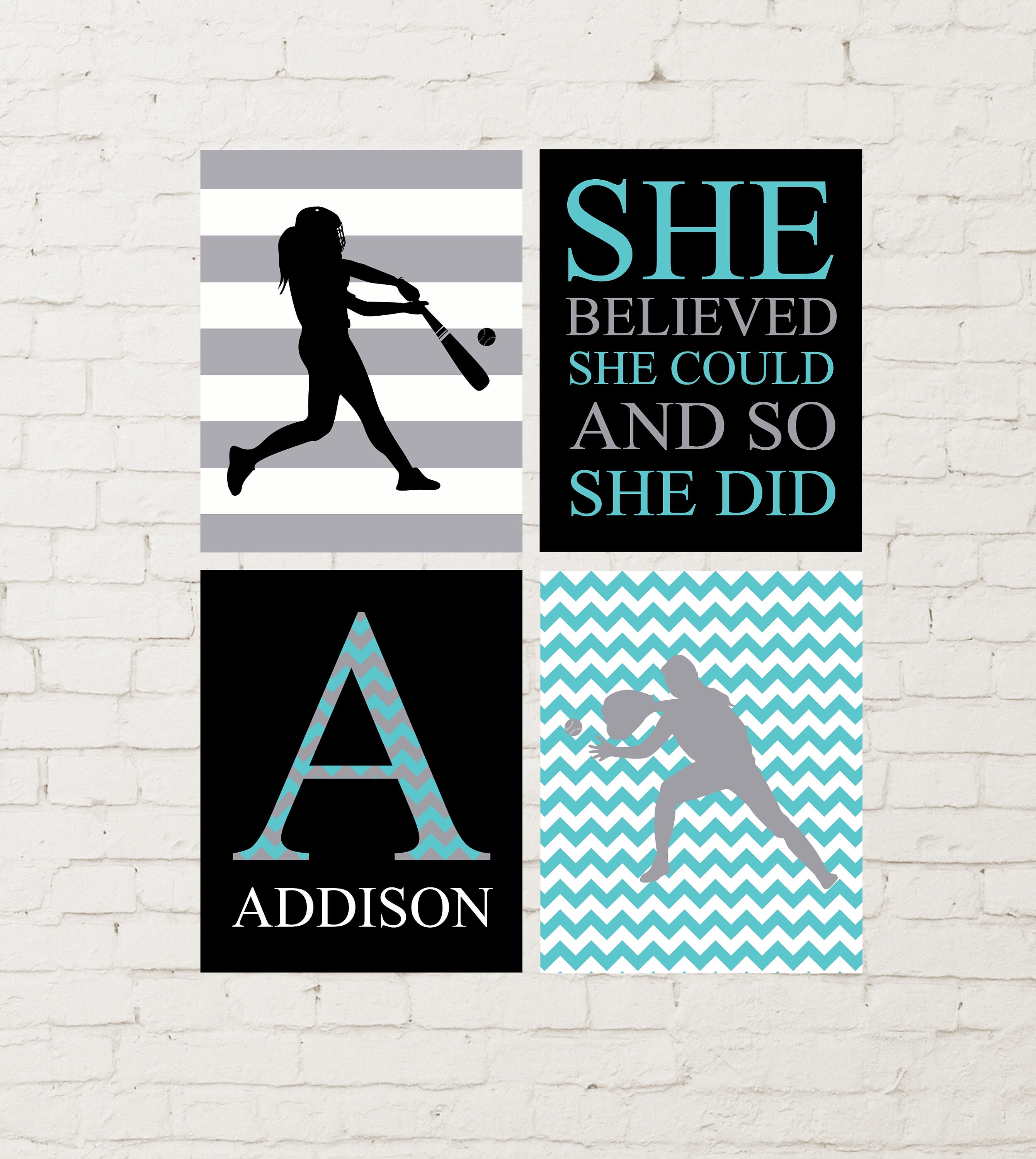 Inspirational softball art sports theme room decor softball | Etsy