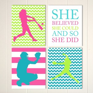 Softball Wall Art, Girls Sports Art, Softball Room Decor, Baseball Art ...
