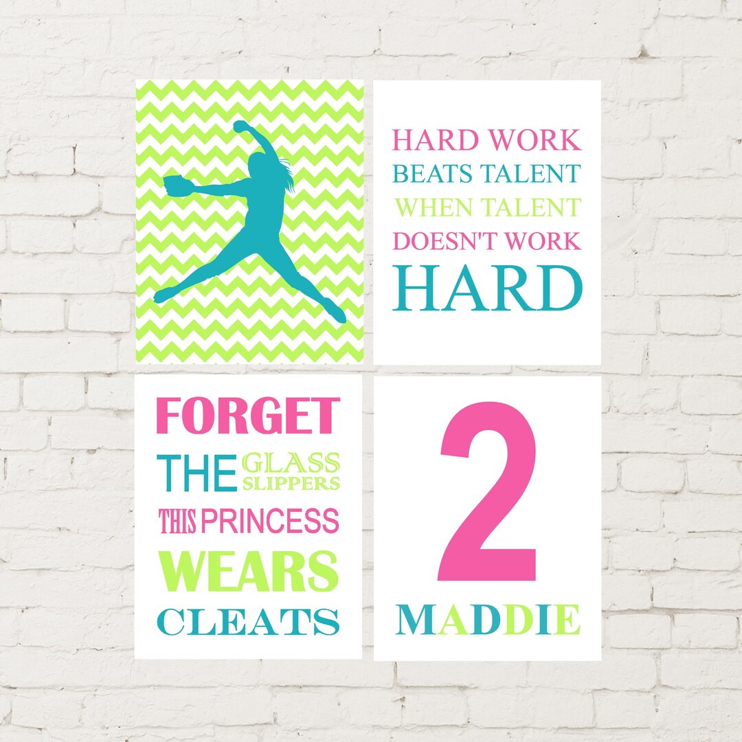 Tween Girl Wall Art, Teen Girl Gift Idea, Softball Pitcher, Girls ...