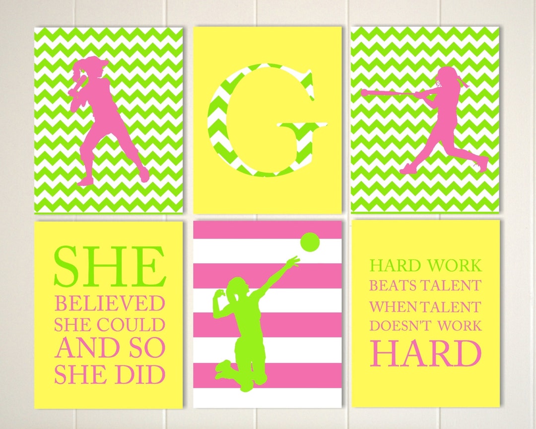 Girls Wall Art, Softball Art, Volleyball Art, Softball Pitcher ...