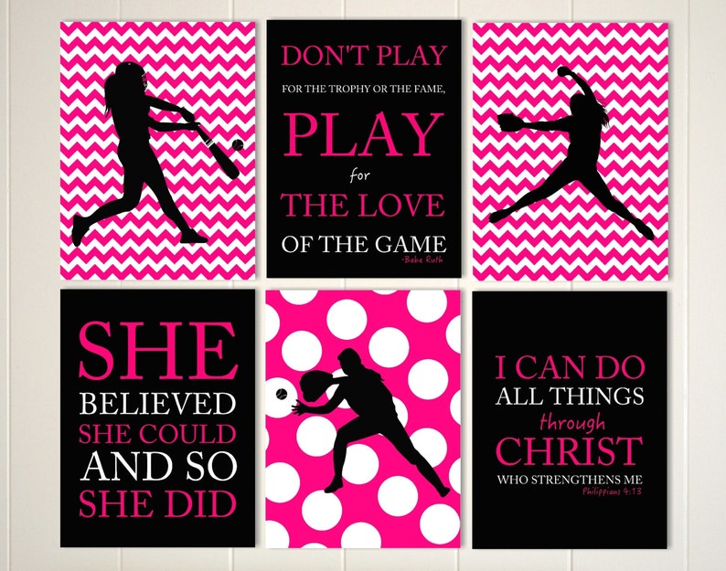 Girls Wall Art Girls Sports Art Softball Pitcher Softball - Etsy
