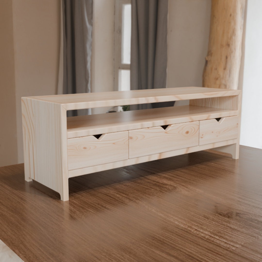 Dual Monitor Stand With 3 Drawers and a Shelf - Etsy