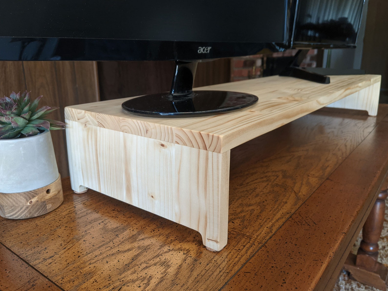 Monitor Stand, Wood Monitor Stand, Custom Monitor Stand, Real Wood ...