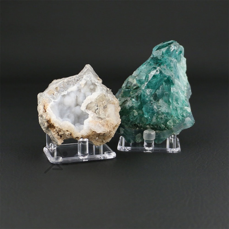 Mineral Geode Fossil Display Stands, 2” Acrylic Three Peg With Guards ...