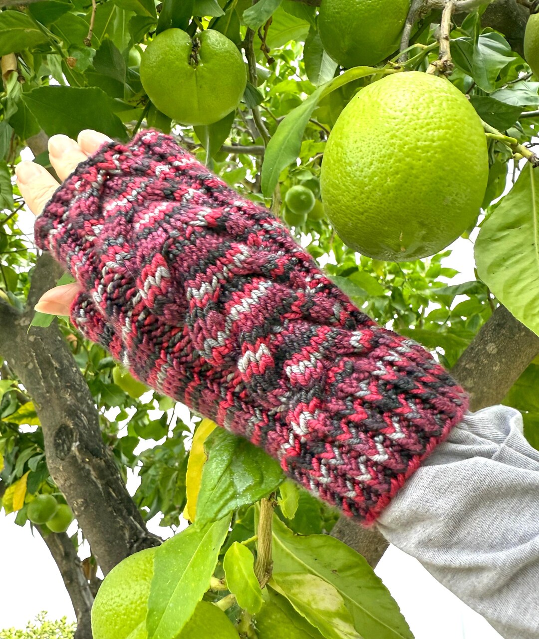 Fingerless Mitts: Merino Silk Gloves, Cable Hand Knit Mittens, Black ...
