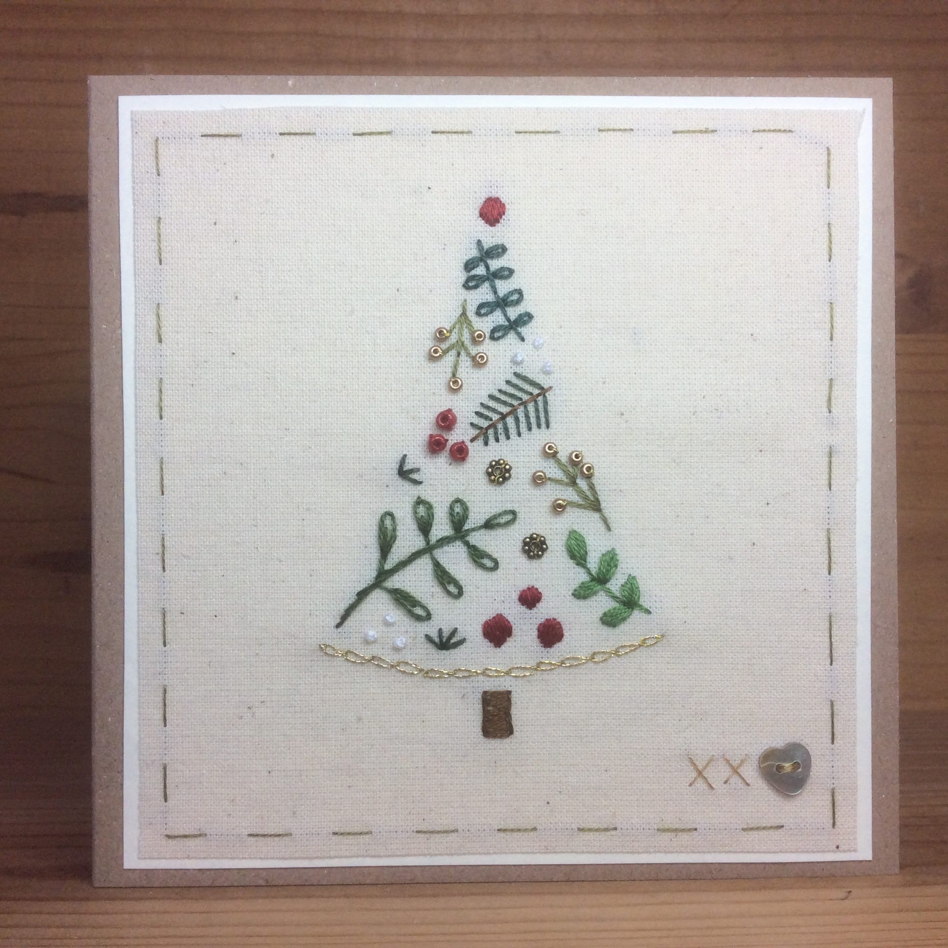 Made to Order Little Folk Art Tree Hand Embroidered Card - Etsy