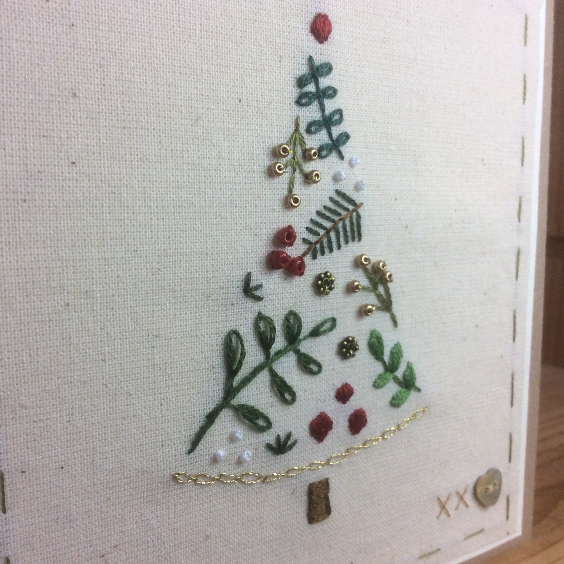 Made to Order Little Folk Art Tree Hand Embroidered Card - Etsy