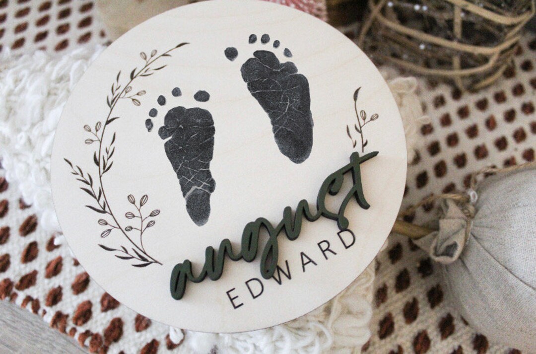 Newborn Footprint Sign: Birth Announcement Nursery Decor - Etsy